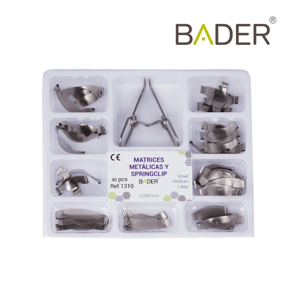 BADER® DENTAL Spring Clip Matrizes metálicas mais Spring Clip – TÂMEGAMED